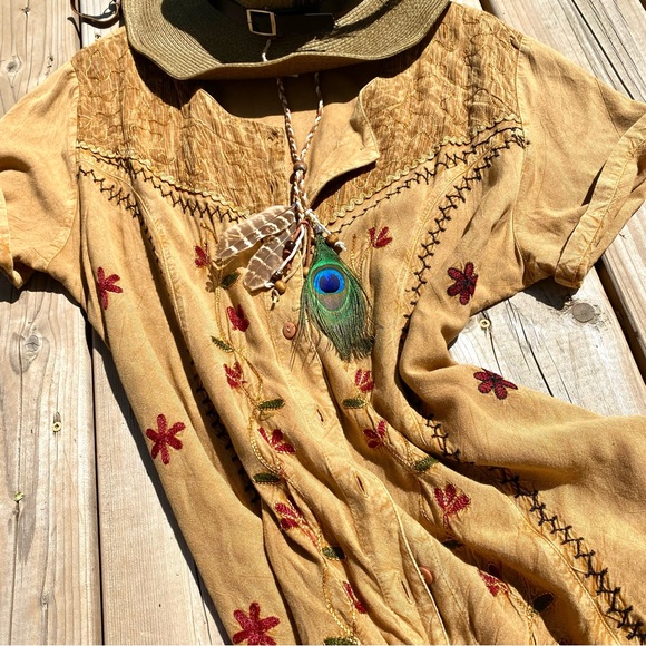 Vintage | Tops | Trendy Southwestern Embroidered Boho Blouse W ...